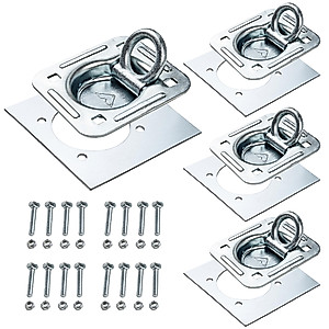 Lonffery 4 Pack Recessed D-Ring Tie Down Anchors (6,000 lb. Capacity), Heavy Duty Kit for Trailer or Deliveries