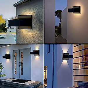 Inowel Outdoor Wall Light Up Down LED Wall Sconce Porch Lamp Black Modern Exterior Light Fixture Aluminum Lights for Porch Front Door Garden Yard Patio IP54 Waterproof 7.5W 240Lm 3000K