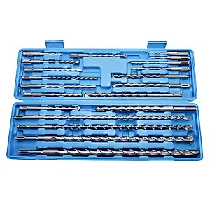 SDS Plus Rotary Hammer Drill Bits 20pcs SDS+ Carbide Tip Concrete Masonry Hole Tools with Storage Case Drill Bits Size Range 3/16"~13/16"