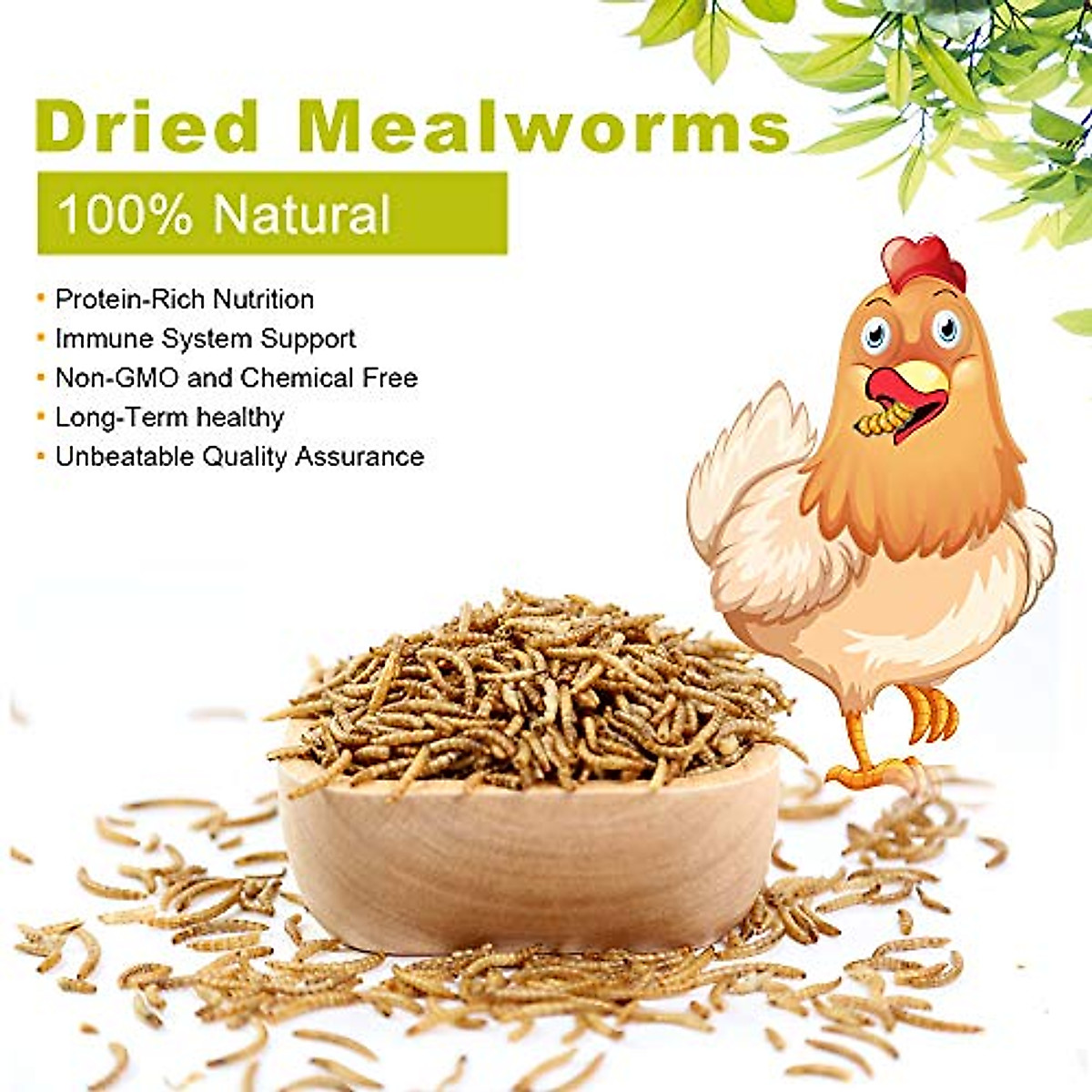 LuckyQworms Bulk Mealworms 11Lbs, High-Protein Dried Mealworms, 100% Non-GMO Mealworm Treats for Birds, Chickens, Turtles, Fish, Hamsters and Hedgehogs All Natural Animal Feed