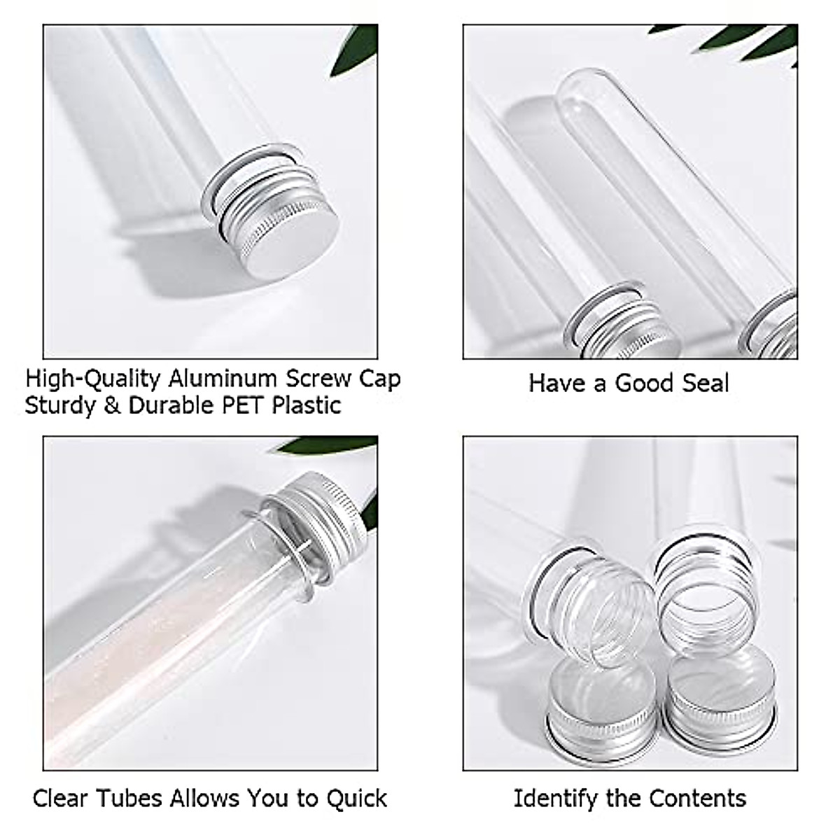 60 Pcs Plastic Test Tubes with Caps, HommyPrefer 25x140MM (45ML) Clear Test Tubes, Tube Container Vials with Good Seal for Scientific Experiments, Candy Storage, Jewelry, Party Favors or Decoration