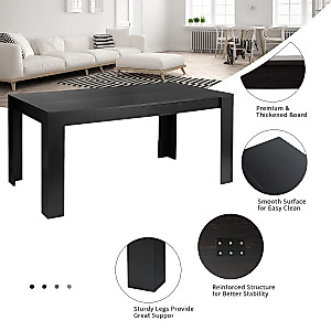 Giantex 9 Pcs Dining Table Set, Wood Rectangular Table with 8 Upholstered Chairs Set, Modern Kitchen Table Set, Black Dining Room Table Set, Home Kitchen Dinette Furniture Family Party