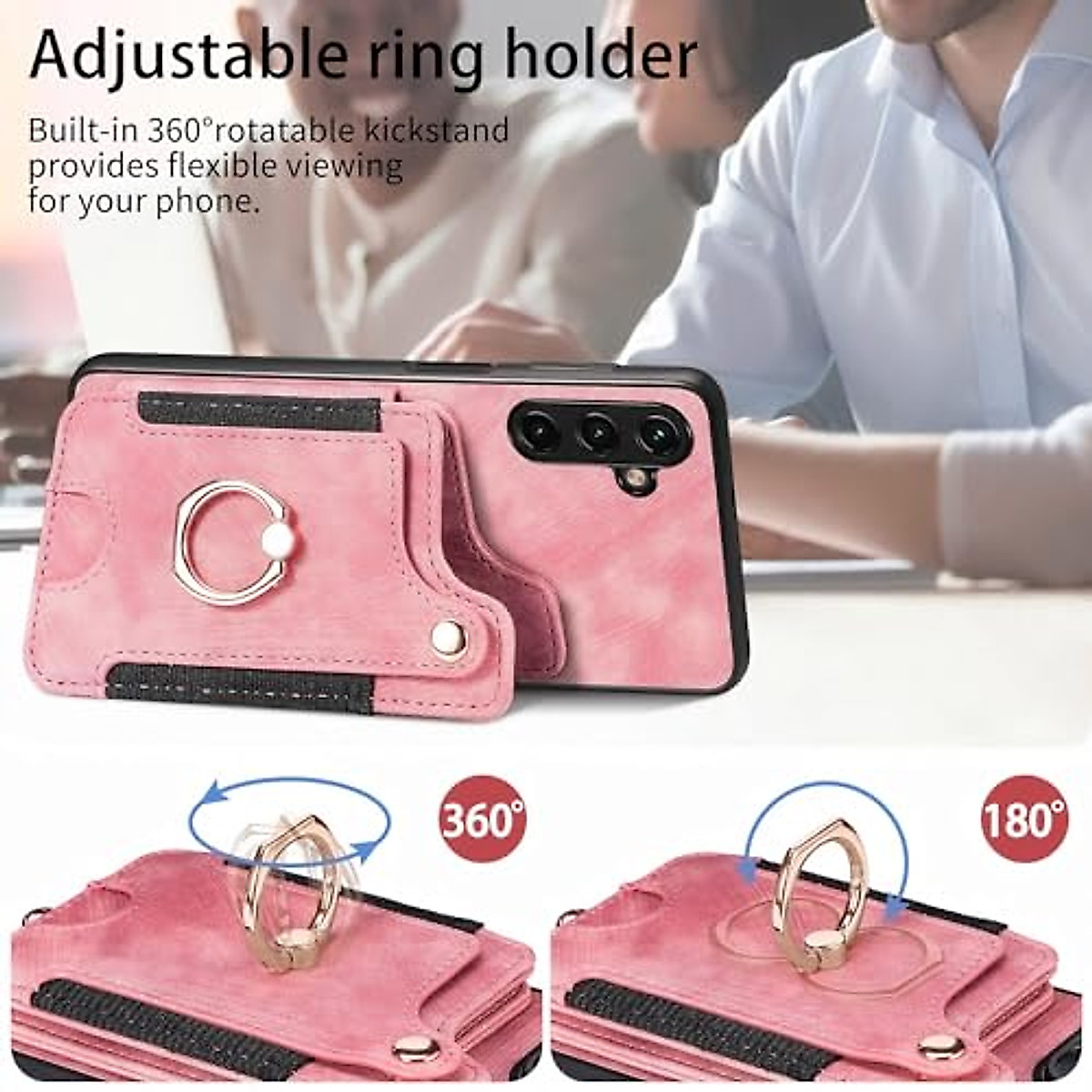 Cell Phone Flip Case Cover Compatible with Samsung Galaxy A14 5G Case, 2-in-1 Wallet Case PU Leather [Card Holder] [Wrist Strap] Shockproof Flip Cover Drop Back Case Protection Case Protective Wallet