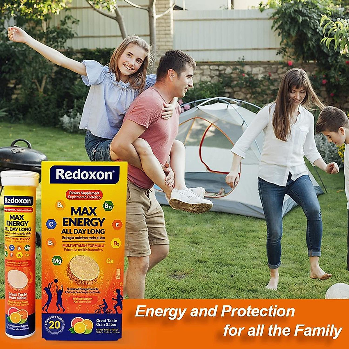 Redoxon Max Energy, Helps Support Inmune System, Citrus Flavor, 20 Effervescent Tablets, 2.82 Oz, Box