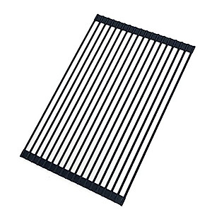 amo nenes Roll-up Dish Drying Rack, Over The Sink Kitchen Rolling Sink Rack, Multipurpose Dry Rack Dish Drainer, Stainless Steel Foldable Dish Drying Rack for Sink Counter(17.4" x 13.1")