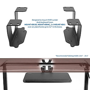 VIVO Steel Dual Spacer Brackets for Under Desk Keyboard and Mouse Slider Tray, Height Track Spacer Mount Fitting Desk Frames up to 3.2 inches, Brackets Only, MOUNT-SPACER01