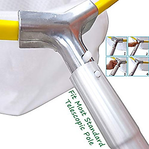 PetZon Professional Pool Net, Heavy Duty Skimmer Rake with Aluminum Frame, Fine Mesh Deep Bag Scoop for Cleaning Swimming Pool Leaf Pollen Silt, Pool Rake 19.5 inch