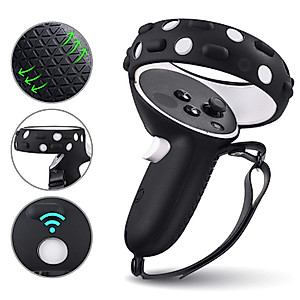 Compatible with Oculus Quest 2 Accessories, Silicone Face Cover, VR Shell Cover,Touch Controller Grip Cover,Protective Lens Cover,Disposable Eye Cover(Black)