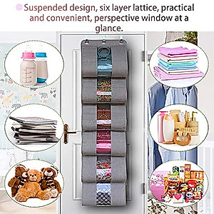Handbag Organizer Storage Purse Bag Dust-Proof Hanger with 6 Easy Access Deep Pockets and Visible Window for Closet Wall(Gray)