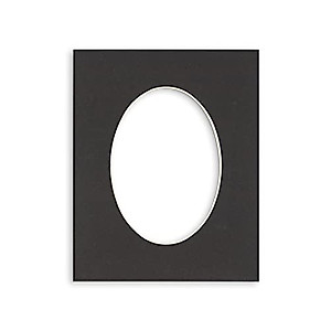 11x17 Mat Bevel Cut for 9.5x13 Photos - Precut Black Oval Shaped Photo Mat Board Opening - Acid Free Matte to Protect Your Pictures - Bevel Cut for Family Photos, Pack of 1 Matboard Show Kit With Acid