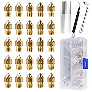 Comgrow 25PCS MK8 Ender 3 V2 Nozzles 0.4MM and Comgrow PLA 3D Printer Filament Black