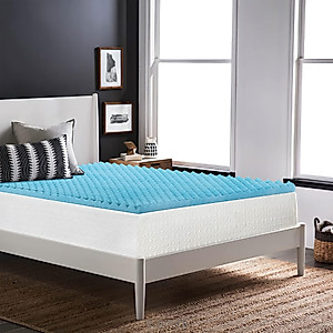 Zayton, 1-Inch Premium Convoluted Gel Memory Foam Toppers for Enhanced Comfort and Support, Twin, Blue