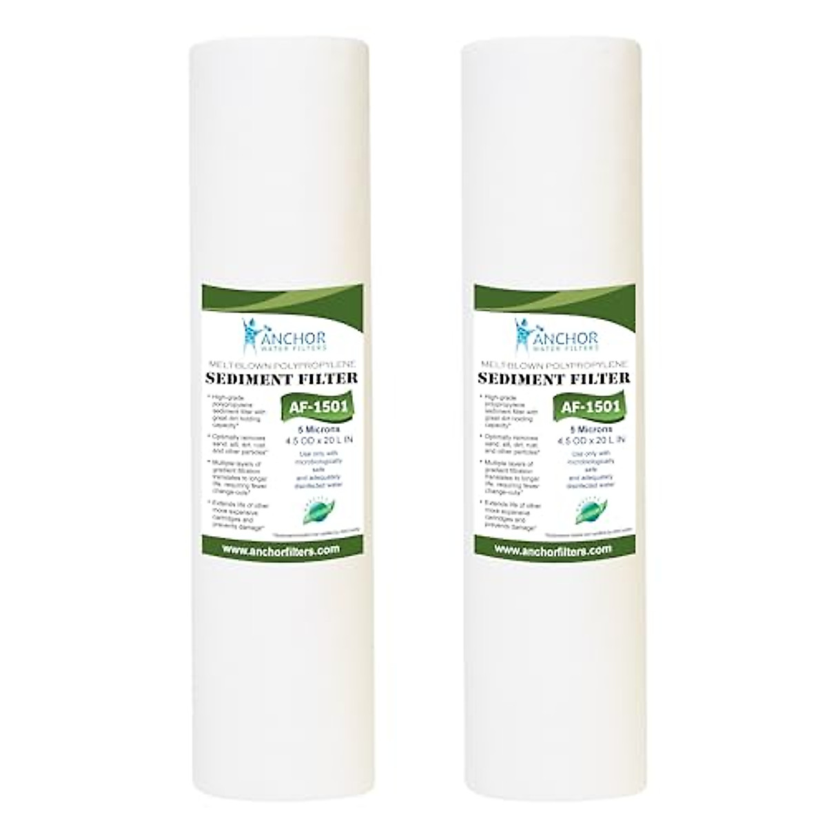 Anchor Sediment Replacement Filter Cartridge for Whole House Water Filtration Systems, 4.5 in. x 20 in. (2)