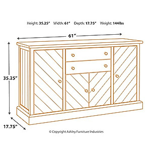 Signature Design by Ashley Grindleburg Farmhouse Reclaimed Wood Dining Room Buffet Cabinet or Server, Light Brown