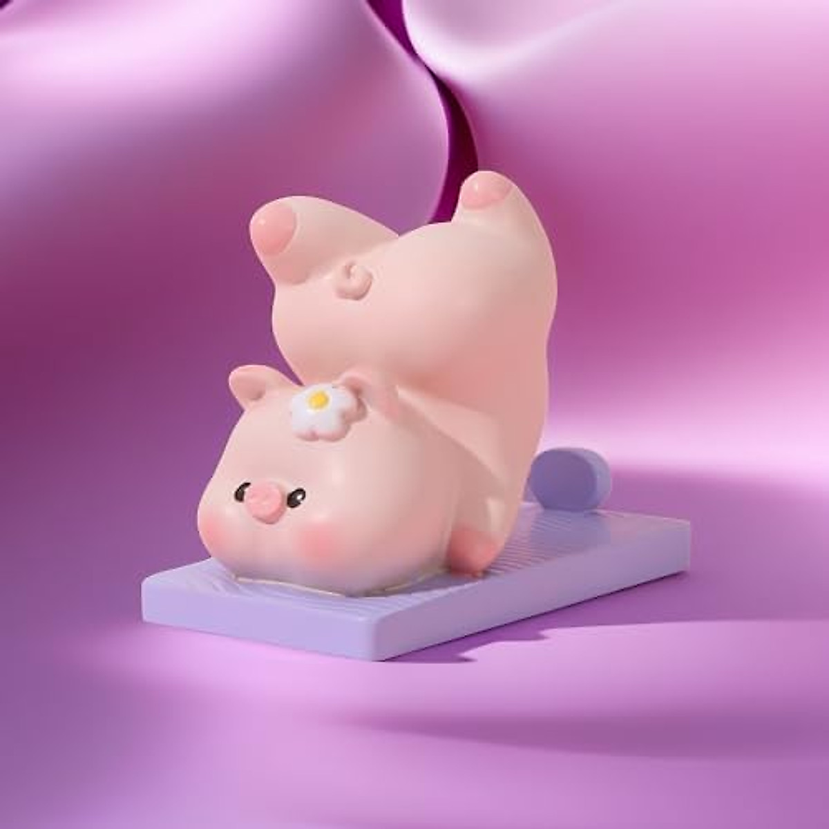 ECHENG Creative Birthday Gift Animal Phone Stand Decoration Cute Piggy Yoga Cat Office Desk Decoration (Piggy)