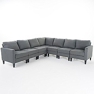 GDFStudio Carolina Versatile 7 Piece Fabric Sectional Couch (Dark Grey)