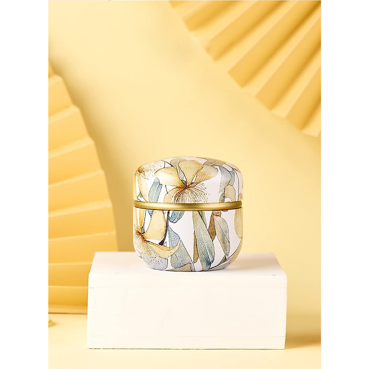 Topwon Powder Case with Powder Puff for Body Powder Container Dusting Powder Case for Baby&Mom (Gloden Flower)