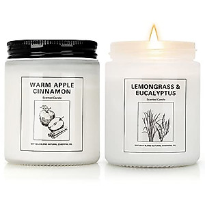 Candles, Apple Cinnamon and Lemongrass Eucalyptus Candles for Home Scented, 2 Pack Candles Gifts for Women, 15 oz Soy Candle, Scented Candles Gifts Set for Mother's Day, Valentine, Christma's Gifts…