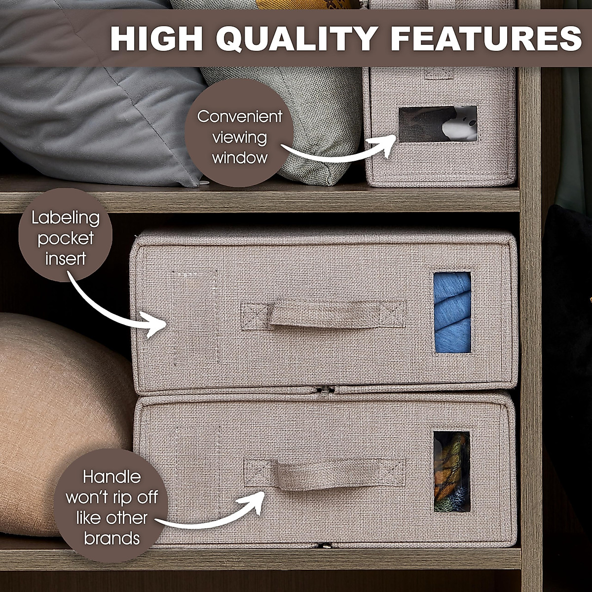 Parts South Bed Sheet Organizer Scent Sachet Bundle - Linen Set Storage - Bedding Storage for King, Queen, Twin Sheet sets - Foldable Sheet Set Organizer - Duvet Cover Storage (2 Pack Tan)