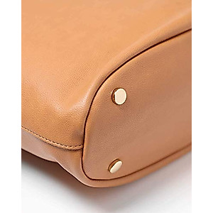 Little Unicorn Citywalk Tote – Diaper, Work, Travel Bag with Changing Pad - Premium Vegan Leather – 6 Interior Pockets – Wipes Clean Inside & Out (Cognac)