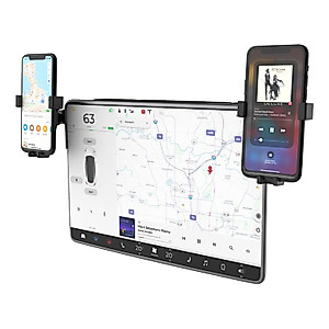 Trend Geo Dual Car Phone Mount with Charger Support Plus Accessories Storage for Tesla Model 3 and Model Y