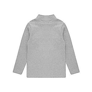 JEATHA Boys Girls Bear Embroidery Mock Neck T-Shirt Long Sleeve Thermal Top Unisex Kids Undershirts Loungewear Gray 9-10 Years