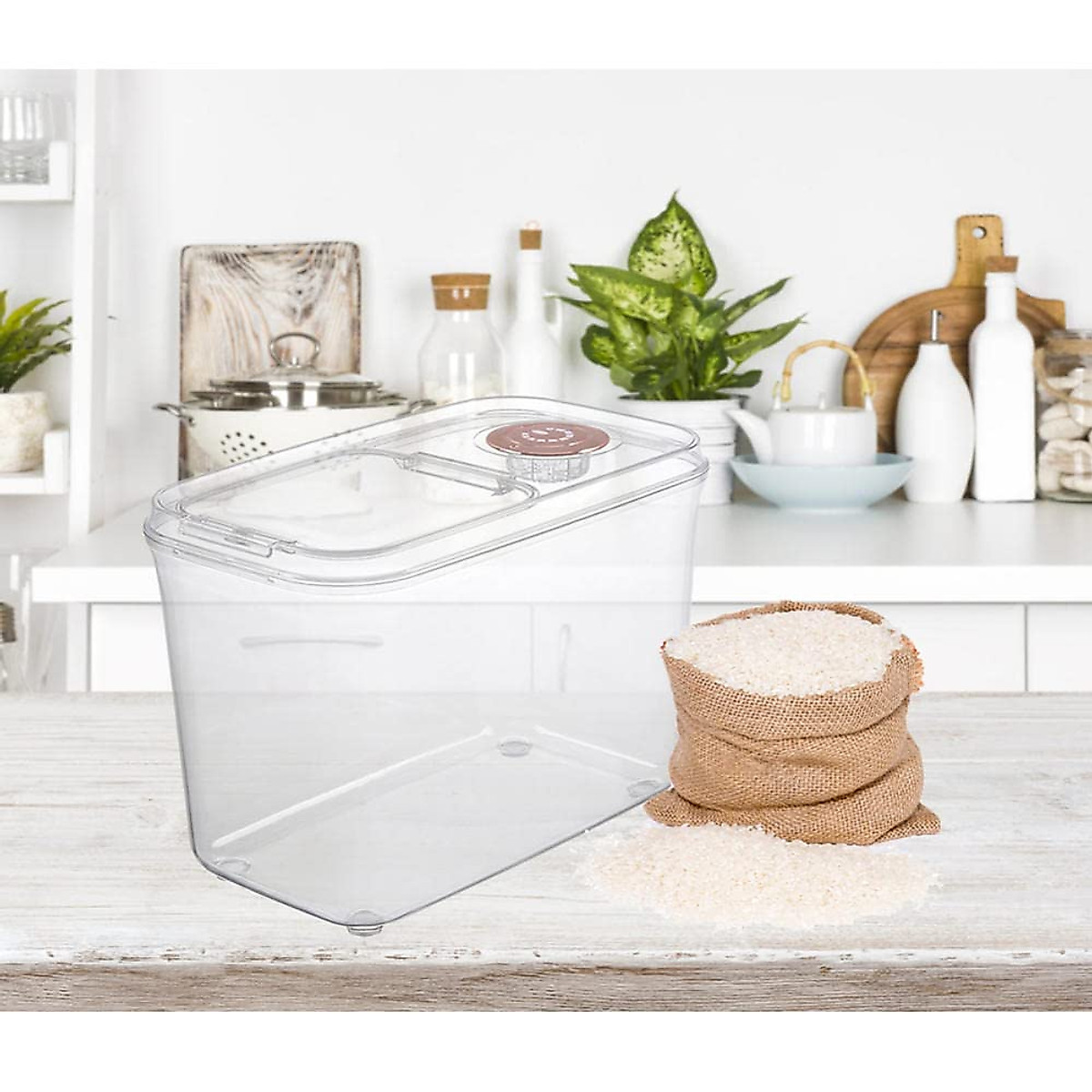 ACGrade Rice Storage Cereal containers Kitchen Rice Storage Box Household Rice Bucket Transparent Plastic Thickened Rice Storage Box Suitable for Food, Rice, Grain, pet Food Storage