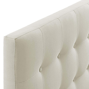 Modway Emily Tufted Button Linen Fabric Upholstered King Headboard in Ivory