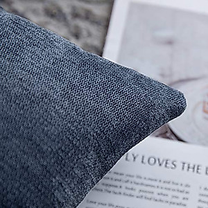 Anickal Blue Grey Pillow Covers 18x18 Inch Set of 2 Solid Rustic Farmhouse Decorative Throw Pillow Covers Square Cushion Case for Home Sofa Couch Decoration