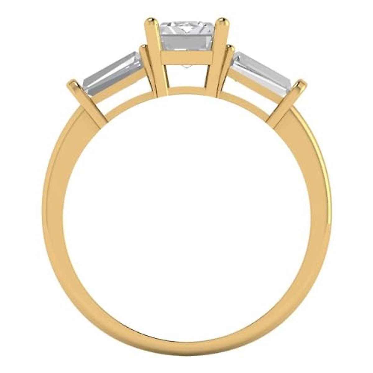 Clara Pucci 2.0 Carat Emerald cut 3 stone Solitaire with Accent Genuine Moissanite Wedding Promise Anniversary Bridal Ring 18K Yellow Gold 8.25