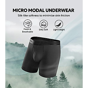 DAVID ARCHY Mens Underwear Ultra Soft Micro Modal Support Pouch Trunks Moisture Wicking Boxer Briefs for Men 3 Packs (S, Black)