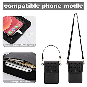 MILEGI Cell Phone Purse, Small Purses for Women Crossbody Touch Screen Purse Valentine's Day Bag for Her（Black）