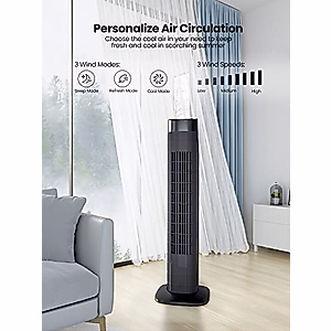 Uthfy Tower Fan with Remote, 31" Electric Tower Fan That Blow Cold Air, Quiet Cooling Fan & Oscillating Tower Fan with Remote, Electric Standing Tower Fan Floor Fan