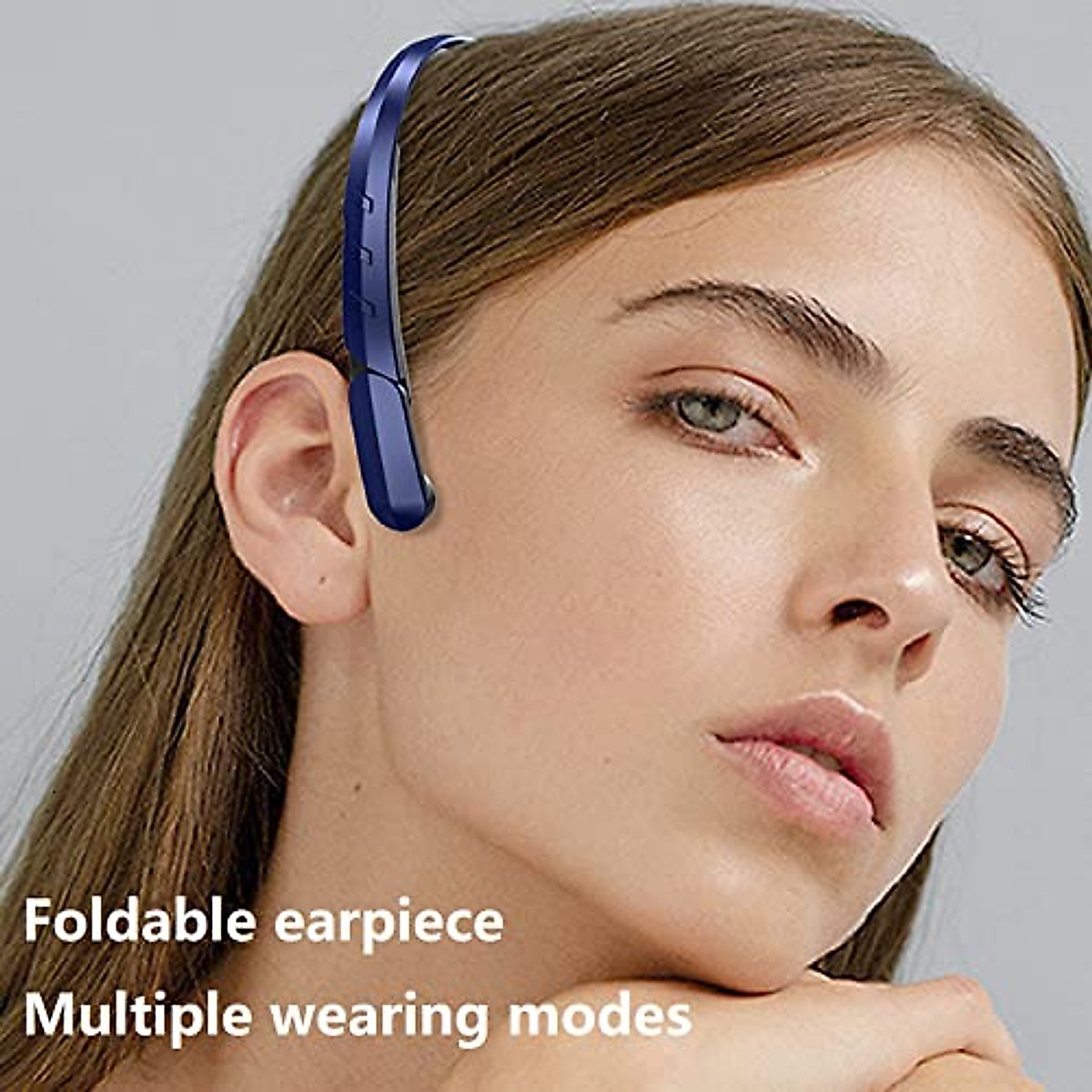 Wireless Air Conduction Headphones Bluetooth Open Ear Sport Headphones with Microphones, Foldable Lightweight Running Headphones Portable Neckband Headphones-1*Black+1*Blue(2pack)