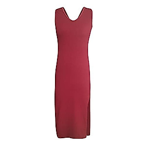 WYTong Women's Sleeveless High Slit Bodycon Summer Beach Vacation Dress Casual Dresses(Wine,Small)