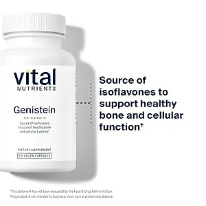 Vital Nutrients Genistein | Easily Absorbed Isoflavones for Bone Health Support* | Vegan Supplement | Gluten and Dairy Free | Non GMO | 60 Capsules