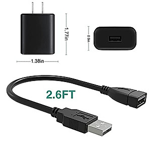 USB Charger for JLab Go Ai/Pop/Sport, JLab Epic Air ANC/Sport ANC, JLab JBuds Air/Sport/Executive/Pro/Play Gaming/ANC USB A Male to Female Extension Cable Cord
