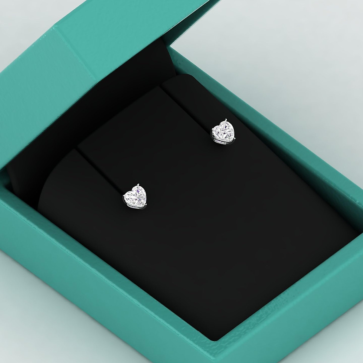 Moissanite Stud Earrings, 0.5ct-2ct D Color VVS1 Clarity Heart Cut Lab Grown Diamond Moissanite 14K White Gold Plated 925 Sterling Silver Moissanite Earrings For Women