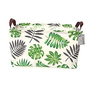 Rectangle Storage Baskets Canvas Fabric Organizer Bin for Kids Toys, Books, Clothes, Pets & Gifts - Perfect for Home/ Office / Nursery/ Shelves(Leaf)