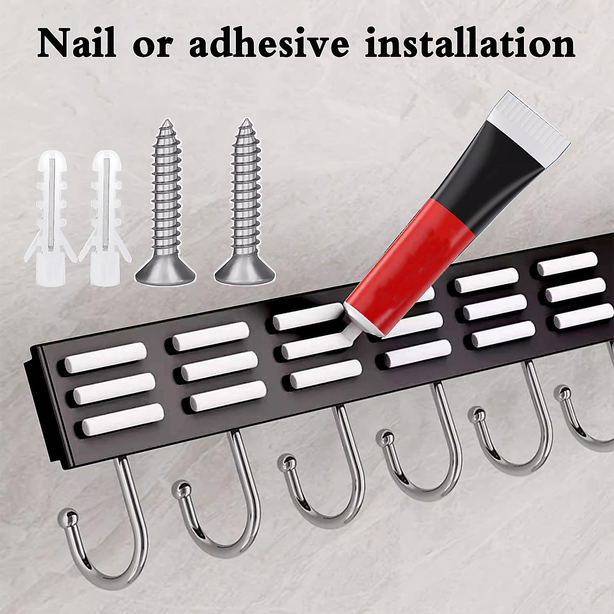 Cociat 2PCS Utensil Racks with 8 Hooks 17 Inch Kitchen Utensil Holders Hanging Utensil Rack Multifunctional (17 inch)