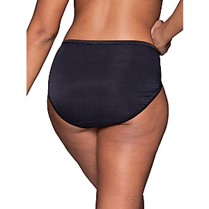 Vanity Fair Women's Illumination Hi Cut Panties, Silky Stretch & Satin Trim, 3 Pack-Midnight Black, 8