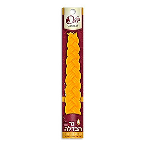 OHR CANDLES Braided Beeswax Havdalah Candle - Pure Bees Wax Shabbat Candle - Shabbat Judaica Gift - Flat Braid- 3-Pack
