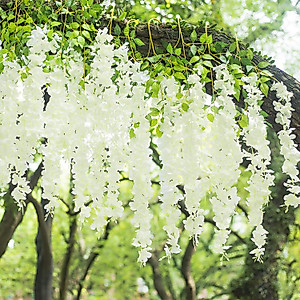 GPARK 24Pack/Each 82" Artificial Ivy Garland Fake Leaf Plants Vine with 12Pack 45" Artificial Wisteria for Wedding Party Home Garden Kitchen Office Outdoor Greenery Wall Décor