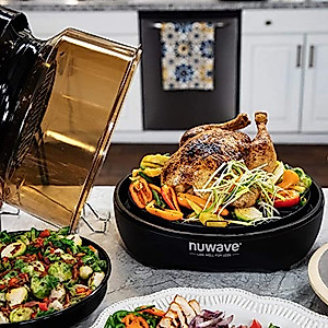 NUWAVE PRIMO Air Fryer Toaster Oven with 100 One-Touch Preprogrammed Recipes, Countertop Toaster Oven Convection Top and Grill Bottom for Surround Cooking; Cook Frozen or Fresh; Broil, Bake