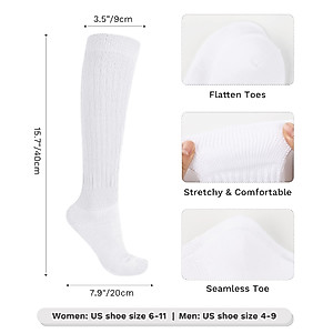 JOCMIC Slouch Socks for Woman 3 Pairs Women Scrunch Socks Extra Long Knee High Slouchy Socks Size 6-11 Grey+Blue+White
