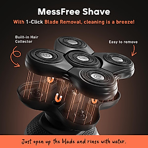 Groomie BaldiePro Cordless Bald Head Shavers for Men, Blade Refill - Waterproof Head Shavers Replacement Head - Electric Hair Shaver & Head Razor for Bald Men - Men's Rotary Shaver for Smooth Shave