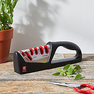 ZWILLING 5-Stage Knife Sharpener with Shear Sharpener, Keep Japanese and Western Blades Razor Sharp, Easy To Use, Easy-To-Hold Handle and Non-Slip Bottom