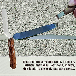 A2Z Scilab Brand Engineering Classic Offset Caulk Tooling Spatula, Stainless Steel (3 Inch Long Offset Blade)
