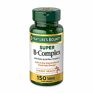 Nature’s Bounty Super B Complex with Vitamin C & Folic Acid, Immune & Energy Support, 150 tablets