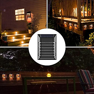 Solar Outdoor Fence Lights Warm White, Solar Wall Lamps Outdoor Waterproof Lights for Waterproof Garden Lights Wall, Stair, Pool (4 Pack)…